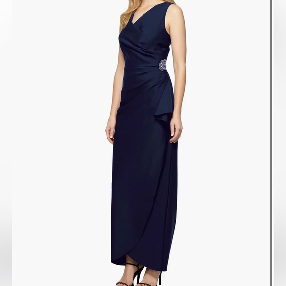 Alex Evenings | Dresses | Alex Evening Embellished Side Drape Column ...
